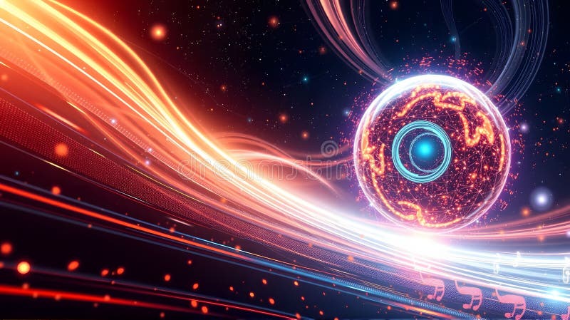 Vibrant Cosmic Music Visualization in a Digital Universe at Night Stock ...