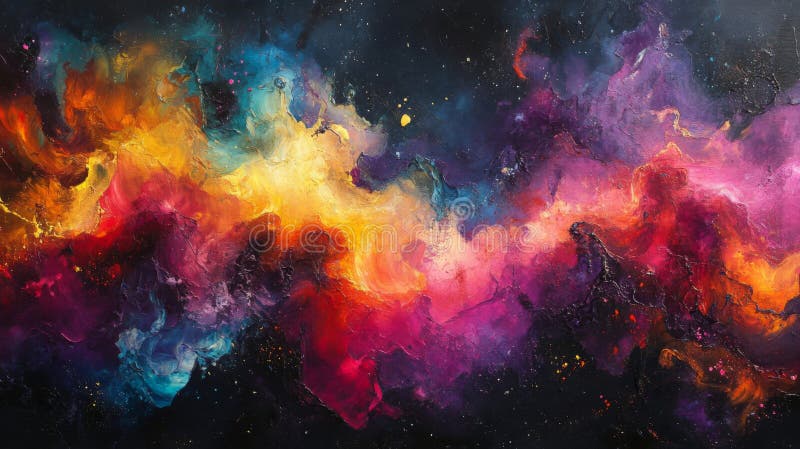 Vibrant Cosmic Nebula Abstract Painting Stock Illustration ...