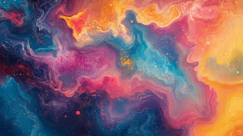 Vibrant Cosmic Nebula Abstract Painting Stock Illustration ...