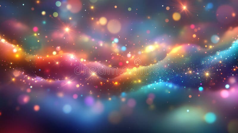 Vibrant Cosmic Nebula Background with Rainbow Colors Stock Illustration ...