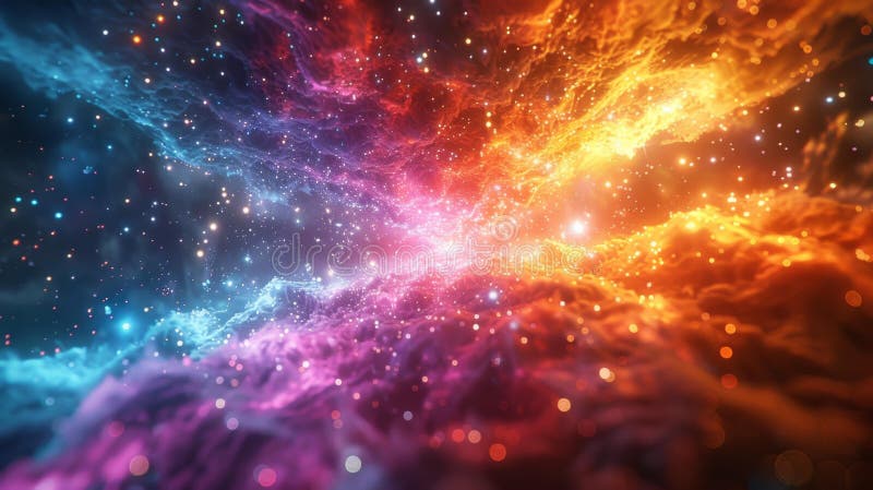 Vibrant Cosmic Nebula with Bright Stars - Generative Ai Stock ...