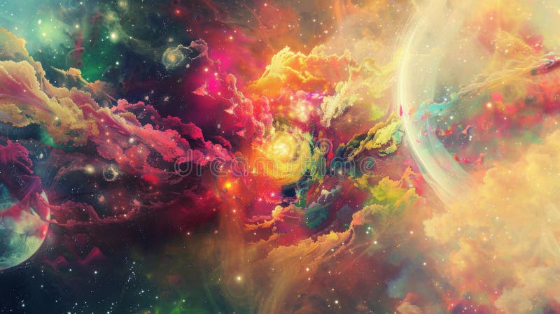 Vibrant Cosmic Nebula with Colorful Space Dust and Stars Stock Photo ...