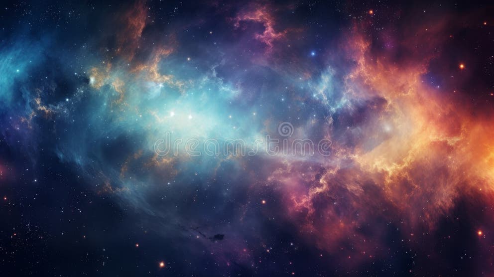 Vibrant Cosmic Nebula with Interstellar Clouds in Deep Space Stock ...