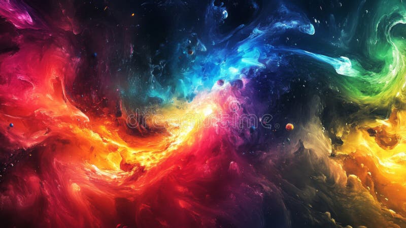 Vibrant Cosmic Nebula with Rainbow Colors Stock Illustration ...