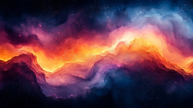 Vibrant Cosmic Nebula with Swirling Colors in Deep Space, Abstract ...