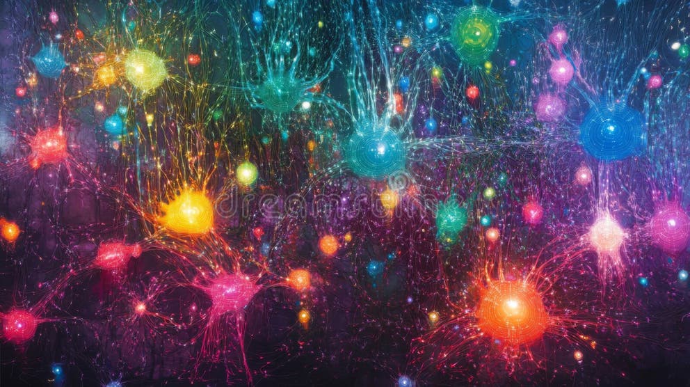A Vibrant Cosmic Neural Network Displays Interconnected Nodes Stock ...