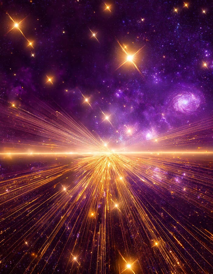 Vibrant Cosmic Scene with a Bright Central Light Radiating Outwards ...