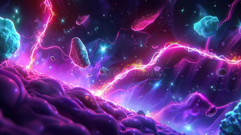 A Vibrant Cosmic Scene Depicting Energy, Particles, and Colorful ...