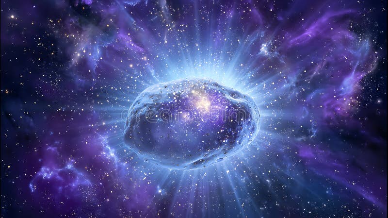 A Vibrant Cosmic Scene Featuring a Large Asteroid-like Object in Space ...