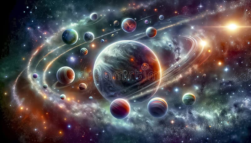 A Vibrant Cosmic Scene with Multiple Planets Aligned and Orbits ...