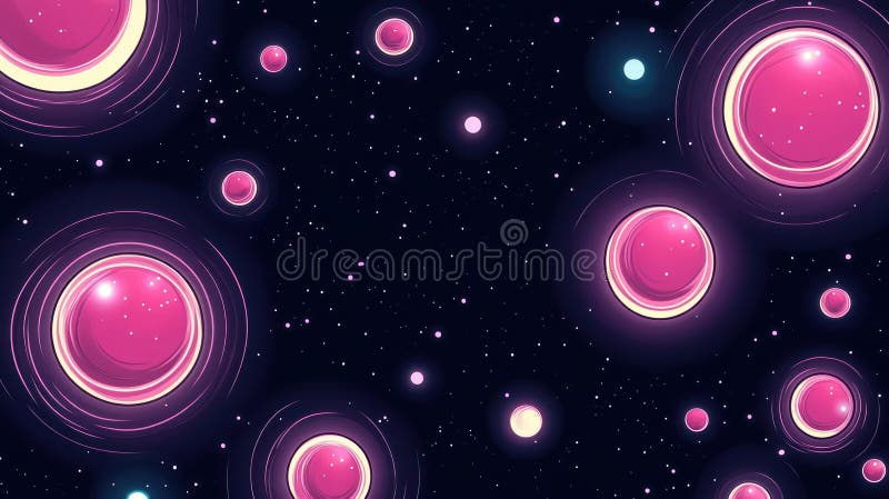 A Vibrant Cosmic Scene with Pink Orbs Set Against a Starry Background ...