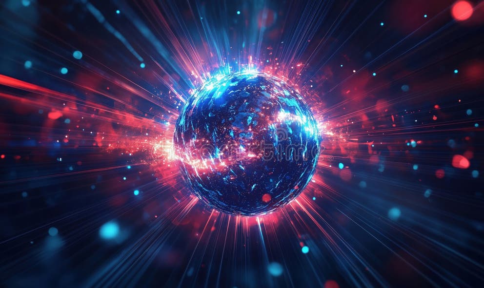 Vibrant Cosmic Sphere with Glowing Particles and Light Rays in Deep ...