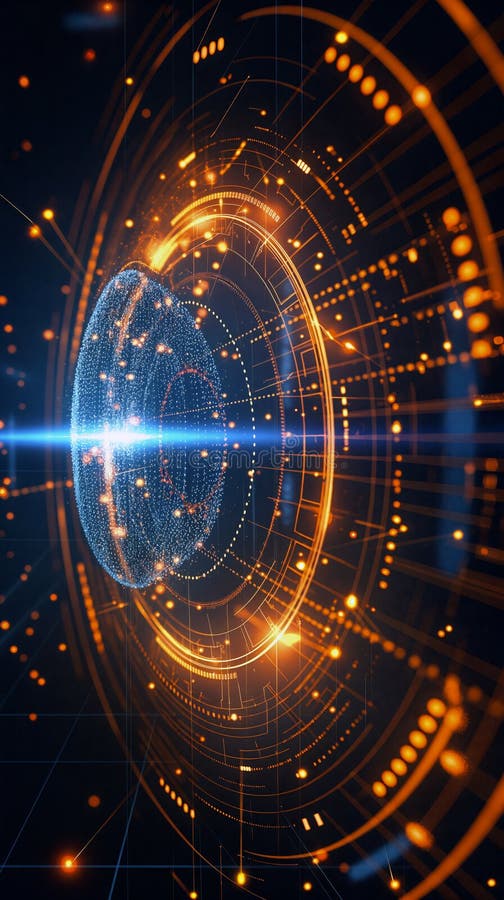 Abstract Digital Visualization of a Cosmic Sphere with Glowing Lines ...