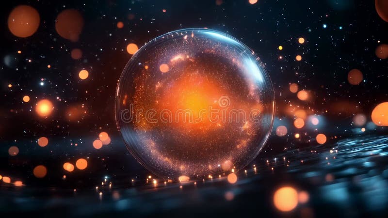 A Vibrant Cosmic Sphere Surrounded by Glowing Particles and Light Stock ...