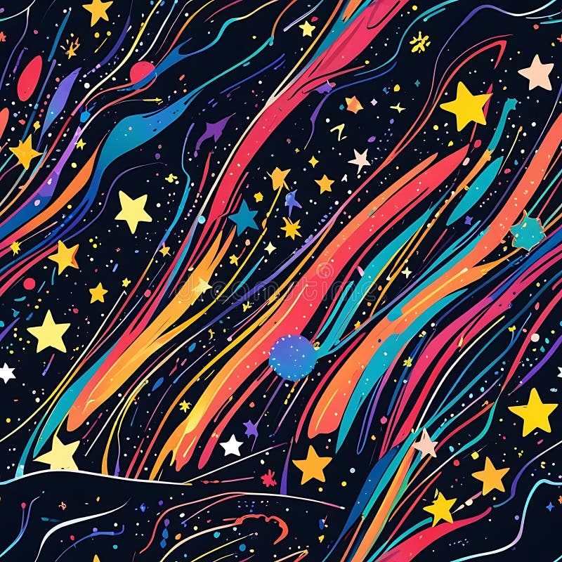 Vibrant Cosmic Starry Night Sky Abstract Art Print Stock Illustration ...