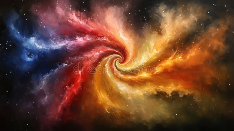 A Vibrant Cosmic Swirl of Colors Representing a Galaxy or Nebula in ...