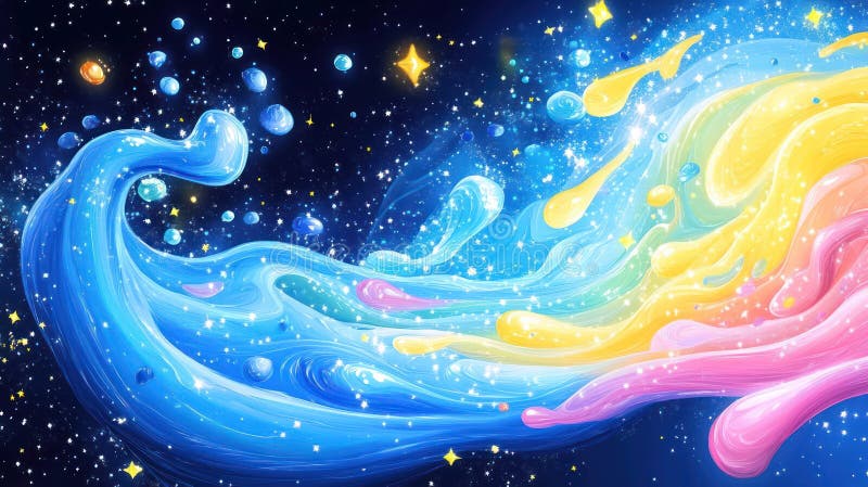 A Vibrant Cosmic Swirl of Colors Representing the Universe and ...