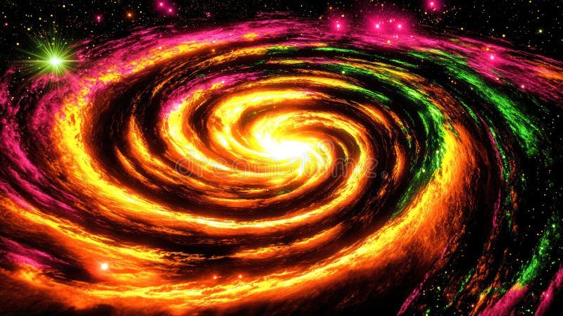 A Vibrant Cosmic Swirl Depicting a Galaxy with Bright Colors and ...