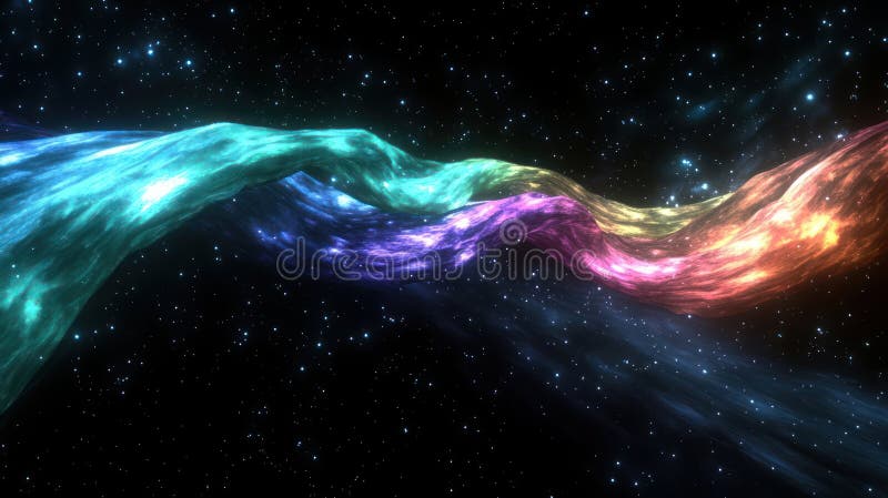 A Vibrant Cosmic Wave of Colors Flowing through a Starry Space Backdrop ...
