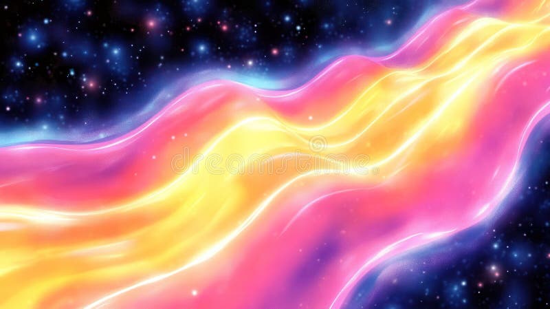 A Vibrant Cosmic Wave of Colors Flowing through a Starry Space ...