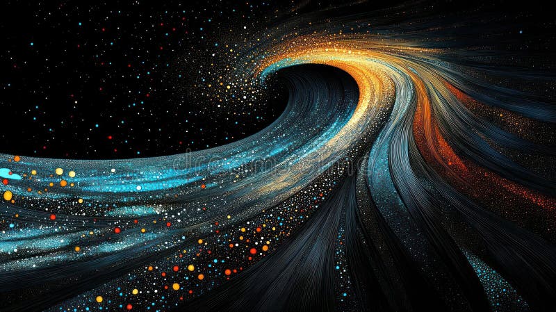 A Vibrant Cosmic Wave of Stars and Colors in a Dark Space Background ...