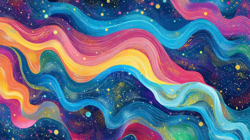 Vibrant Cosmic Waves Abstract Background Stock Illustration ...