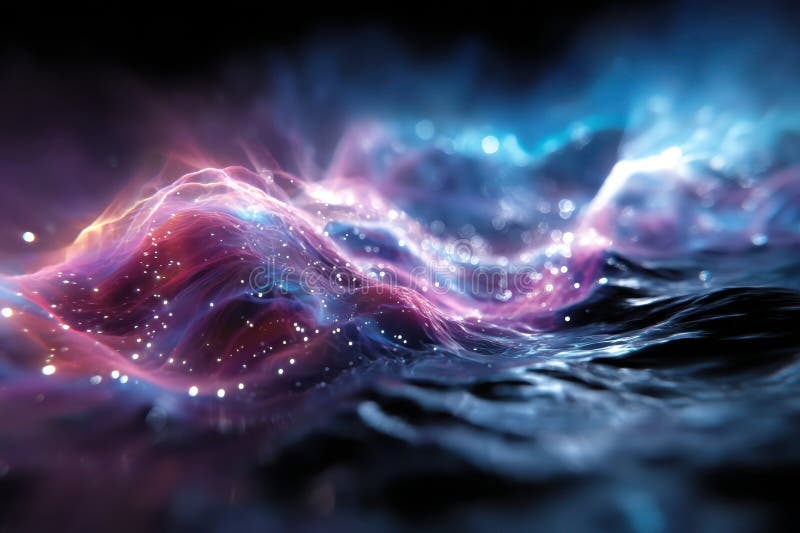 Vibrant Cosmic Waves Illuminated by Starlight in a Mesmerizing Swirling ...