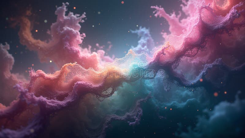 Vibrant Cosmic Web with Stars in Pink Blue and Green Hues Stock ...