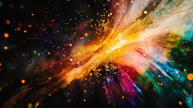 Vibrant Cosmos Explosion with Colorful Stars and Glowing Particles in a ...