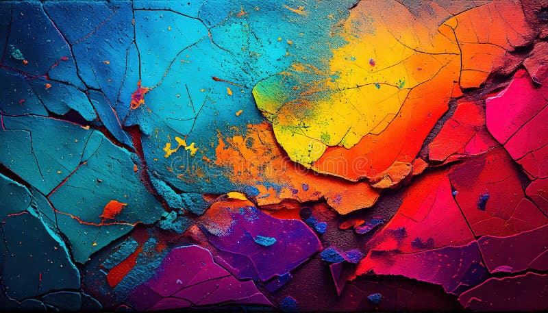 Vibrant Cracked Paint Texture with a Colorful Gradient of Colors As ...