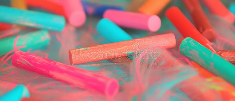 Vibrant Crayon Colors Scattered on a Surface Create a Playful Artistic ...