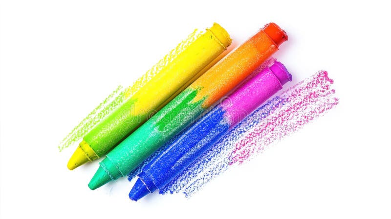 Vibrant Crayons in Rainbow Order, Arranged in Triangular Formation ...