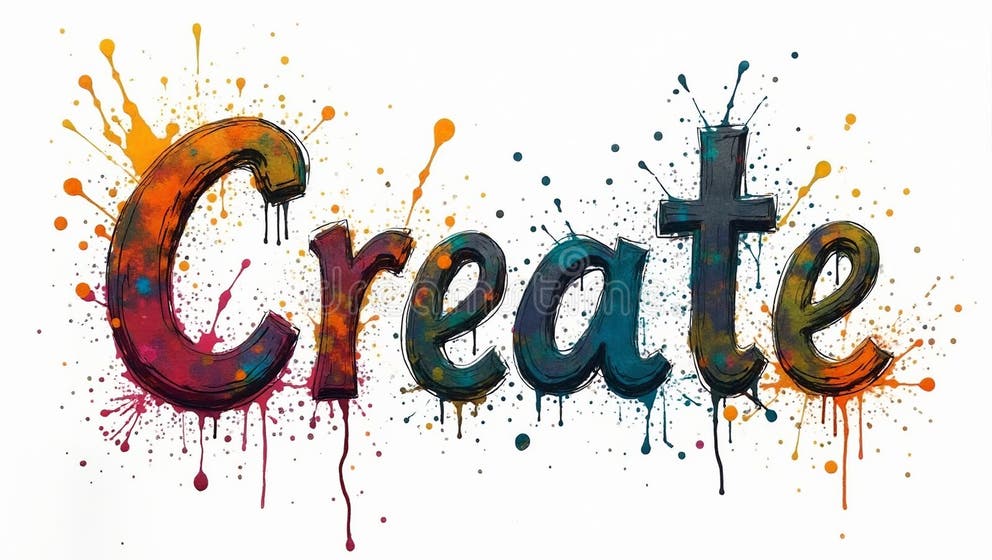 Vibrant Create Script with Colorful Paintbrush Doodles Stock ...