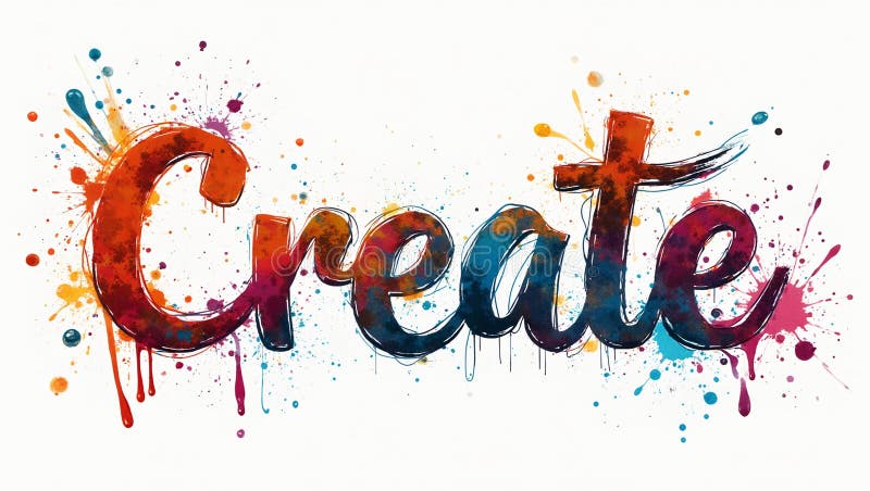 Vibrant Create Script with Colorful Paintbrush Doodles Stock ...