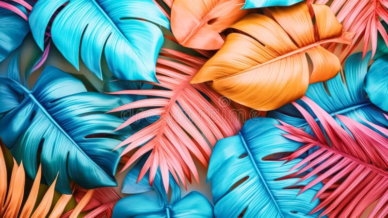 Vibrant and Creative Fluorescent Color Layout Crafted from Tropical ...