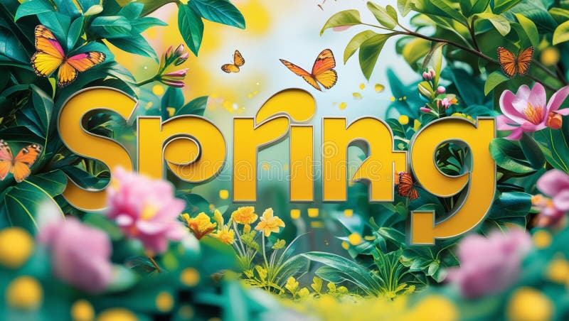 A Vibrant and Creative Spring Background Featuring the Word SPRING ...