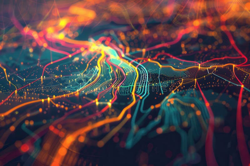 Vibrant, Crisscrossing Lines Overlay a Stylized Map, Emphasizing ...