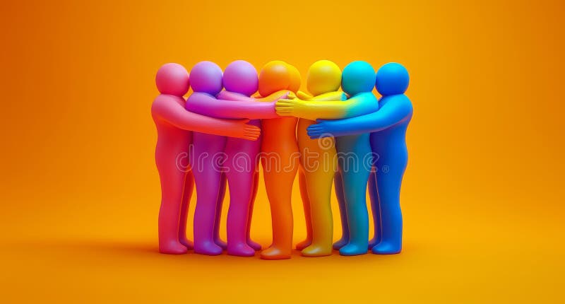 A Vibrant Crowd Embracing in Plasticine, Symbolizing Teamwork in ...