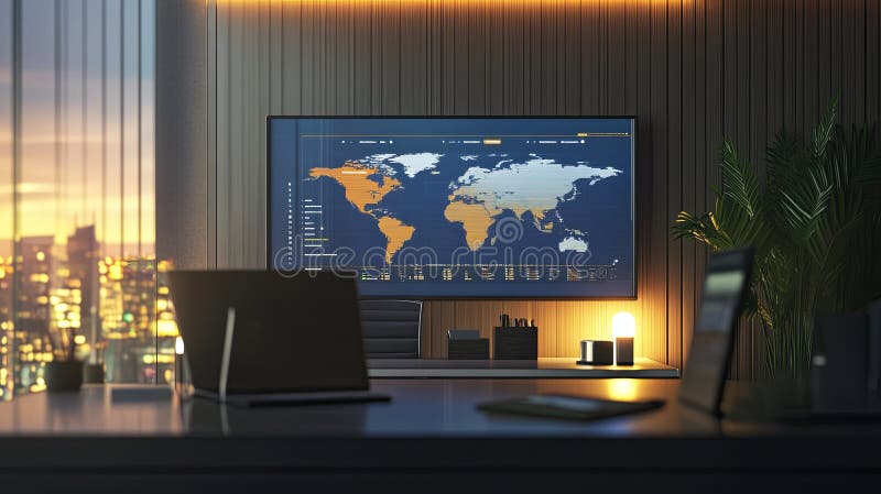 A Vibrant Cruise Itinerary Map Displayed on a Digital Screen in a Sleek ...