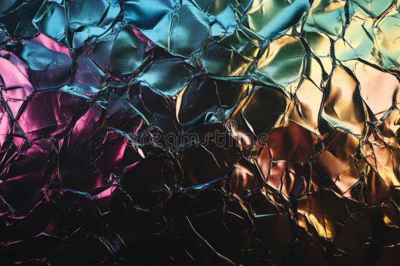 Vibrant Iridescent Crumpled Foil Gradient Colors Creating Abstract ...