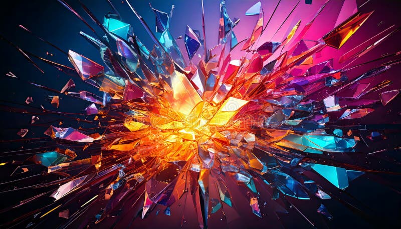 Vibrant Crystal Burst Producing Shards and Radiant Light at the Core ...