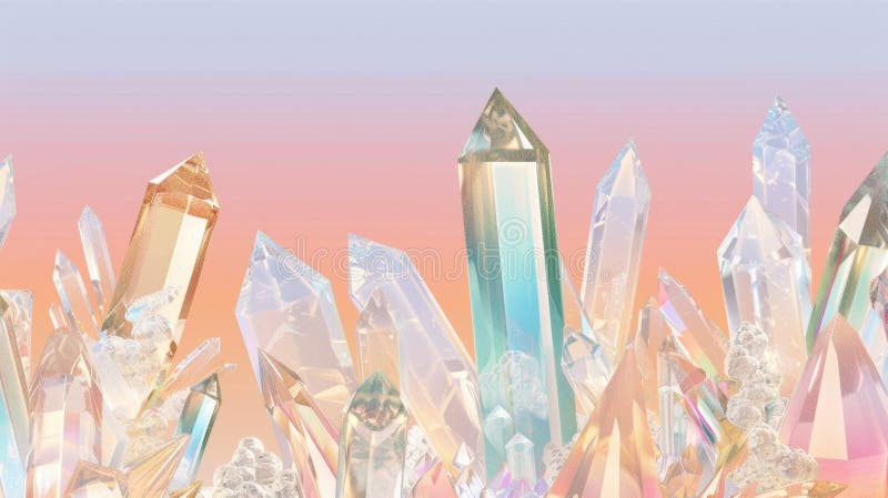 Vibrant Crystal Clusters on Gradient Background for Modern Design Stock ...