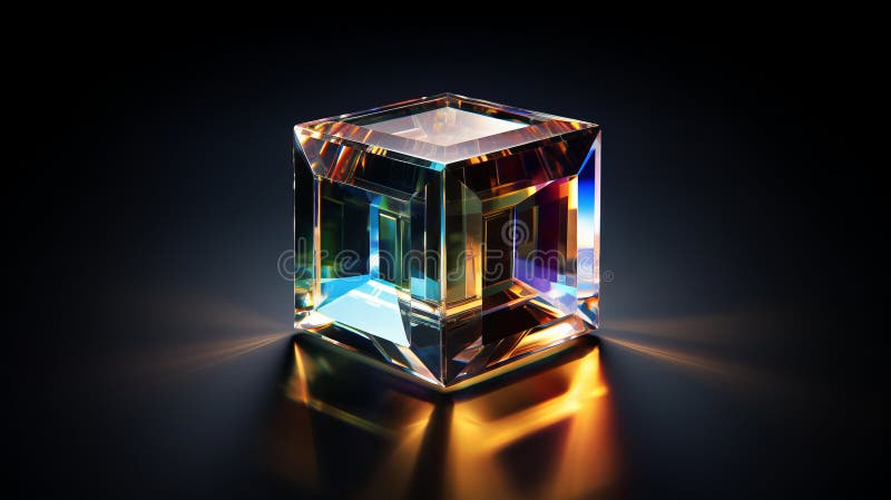 A Vibrant Crystal Cube on a Contrasting Black Backdrop. Generative Ai ...