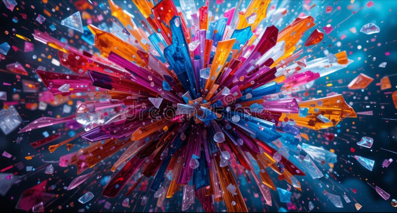 Vibrant Crystal Explosion Abstract Art: a Symphony of Colors and Light ...