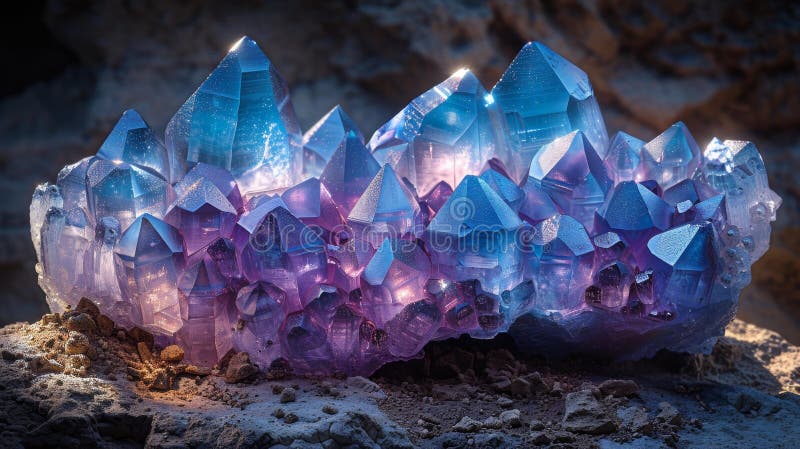 Vibrant Crystal Formation in a Cave - Generative Ai Stock Illustration - Illustration of cavern ...