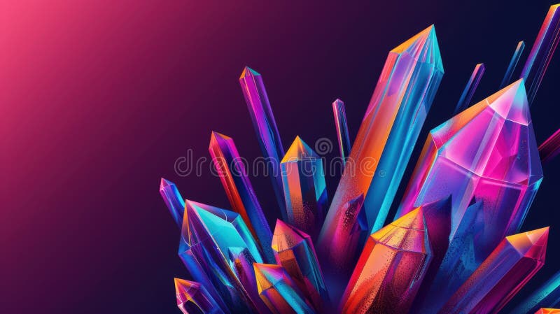 Vibrant Crystal Formation on Gradient Background Stock Image - Image of ...