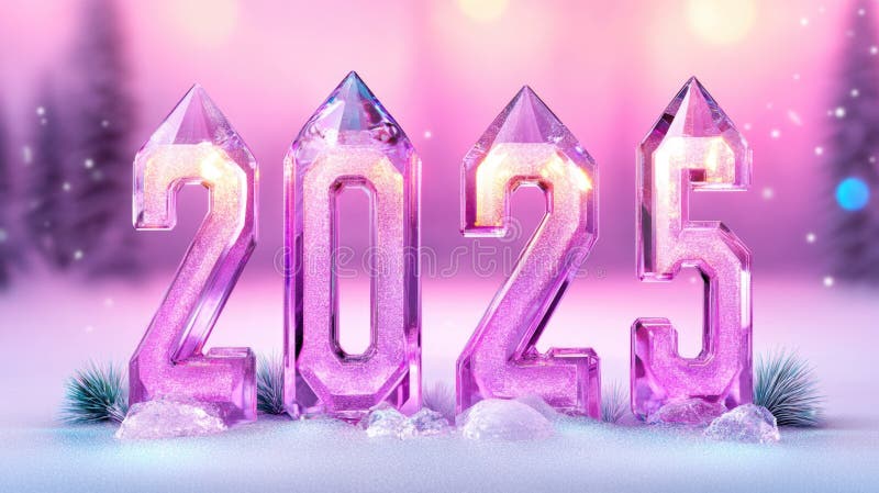 Vibrant Crystal Numbers 2025 in a Magical Winter Wonderland Setting ...