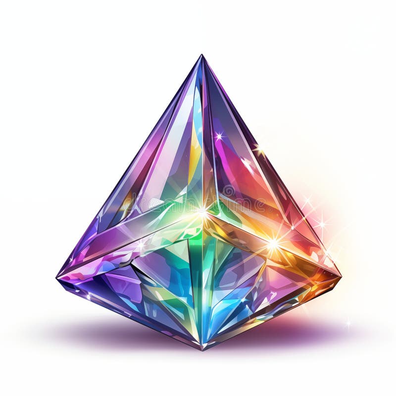 Vibrant Crystal Pyramid Reflecting Colors with Shimmering Effects in a ...