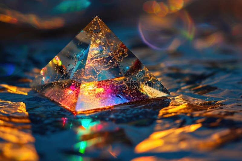 Vibrant Crystal Pyramid in Water Stock Illustration - Illustration of ...