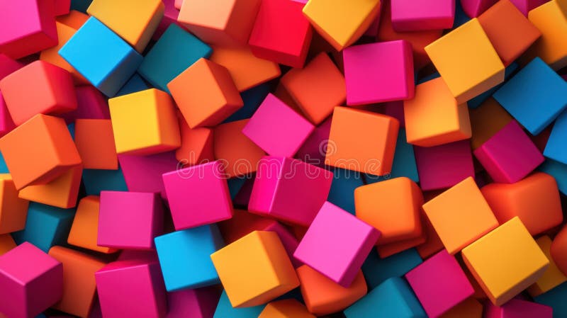 Vibrant Cube Abstract: a Colorful 3D Composition Stock Illustration ...